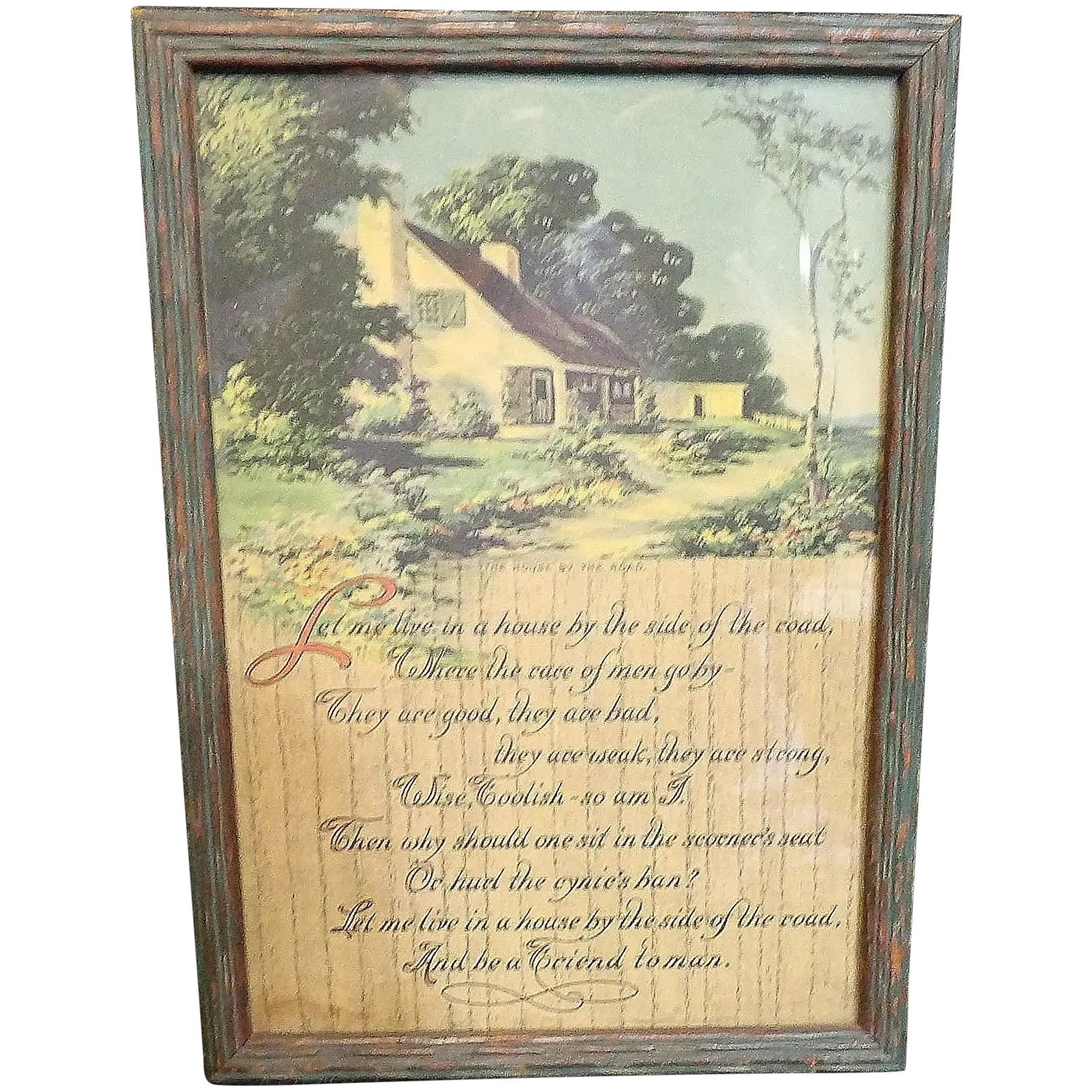 Framed Lithograph Poem The House By The Side Of The Road By Sam Walter Foss
