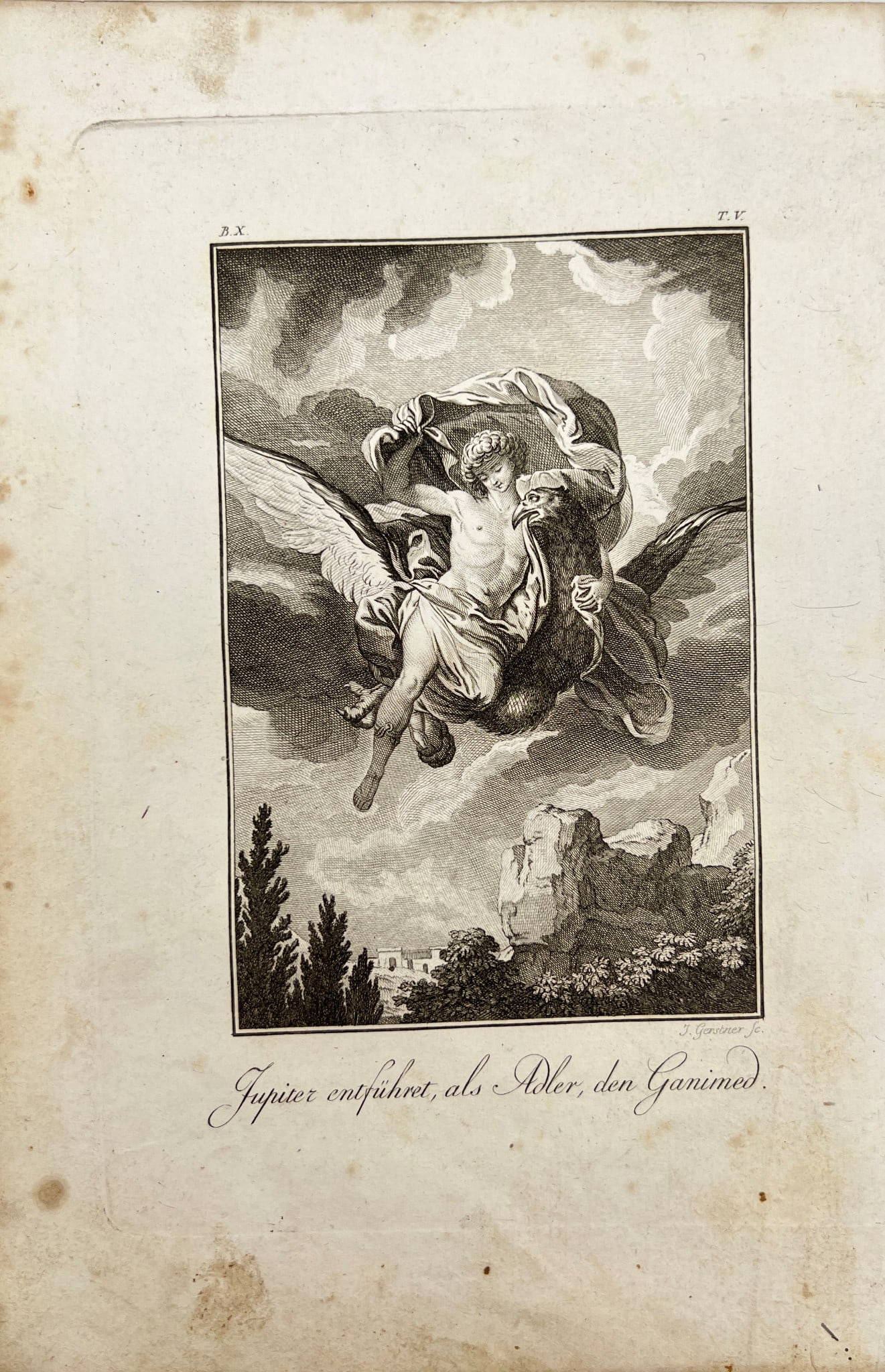 Beautiful Engraving - Jupiter, As An Eagle, Abducts Ganimed - Joseph ...
