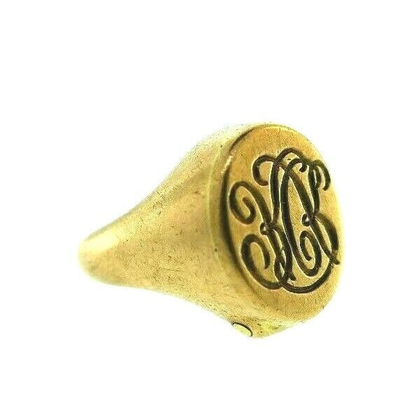 Buy Victorian 9k Yellow Gold Signet Ring W/hidden Key Bramah Circa ...