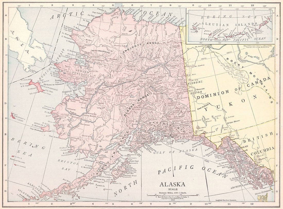 Alaska Rand-mcnally's New 11 X 14 Map Of Alaska. Auction