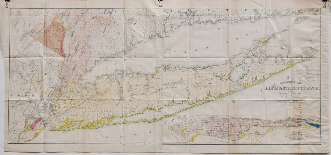 1842 Mather Map Of Long Island And Manhattan -- Geological Map Of Long ...