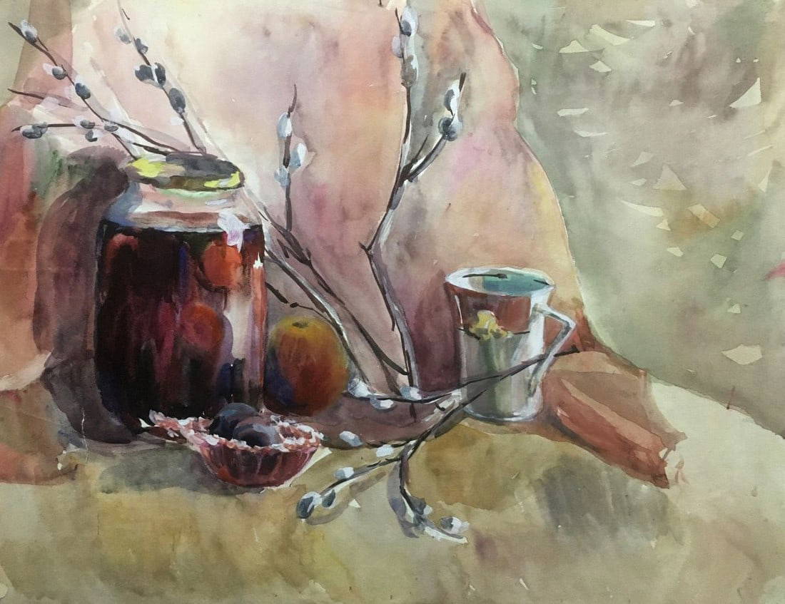 Watercolor Painting Closer To Shrovetide Palazhchenko Irina Auction