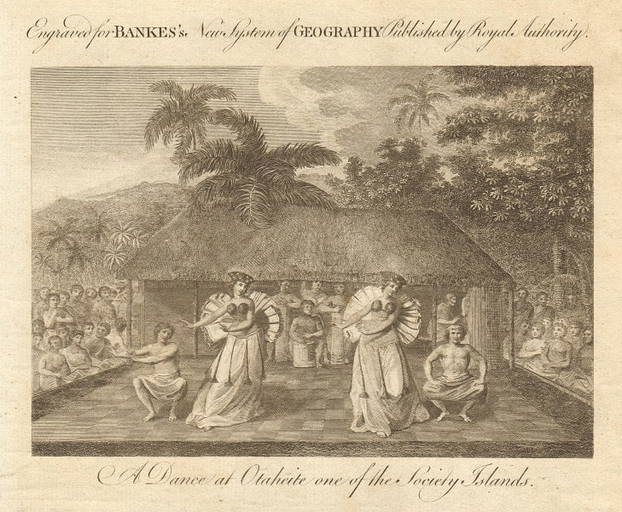 A Dance At Otaheite One Of The Society Islands. Tahiti, Polyinesia ...