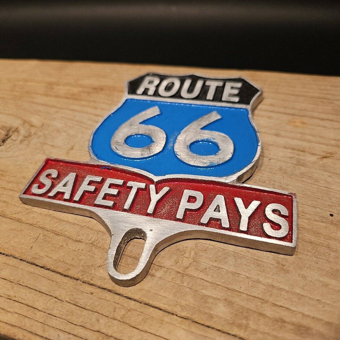 Route 66 Safety License Plate Fob Topper Auction