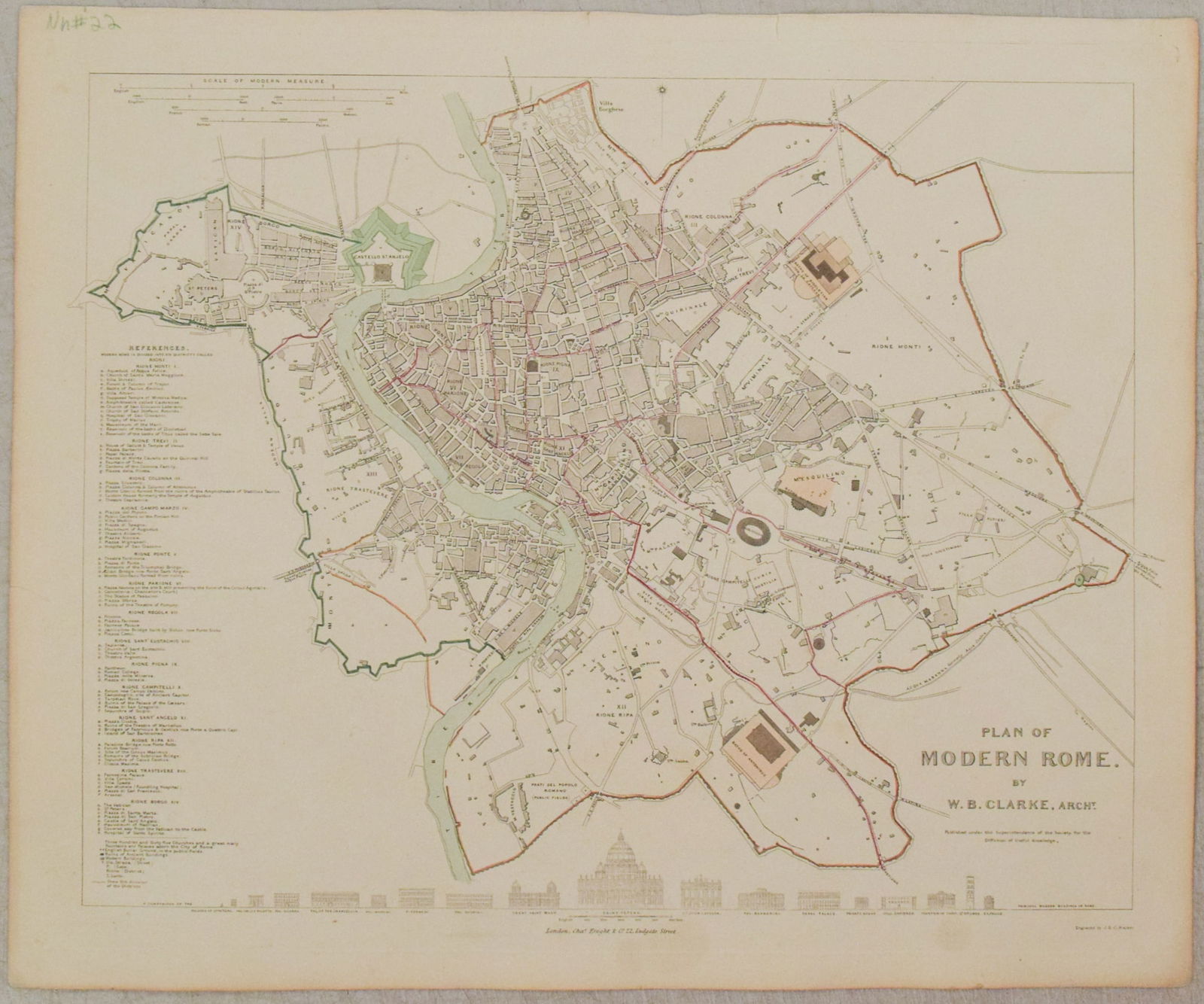 1835 Sduk Map Of Modern Rome -- Plan Of Modern Rome Auction
