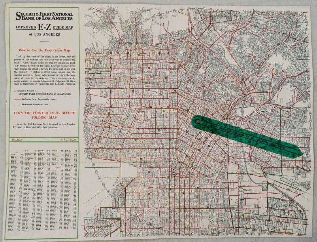 1920s E-z Map Of Los Angeles -- E-z Guide Map Of Los Angeles Auction