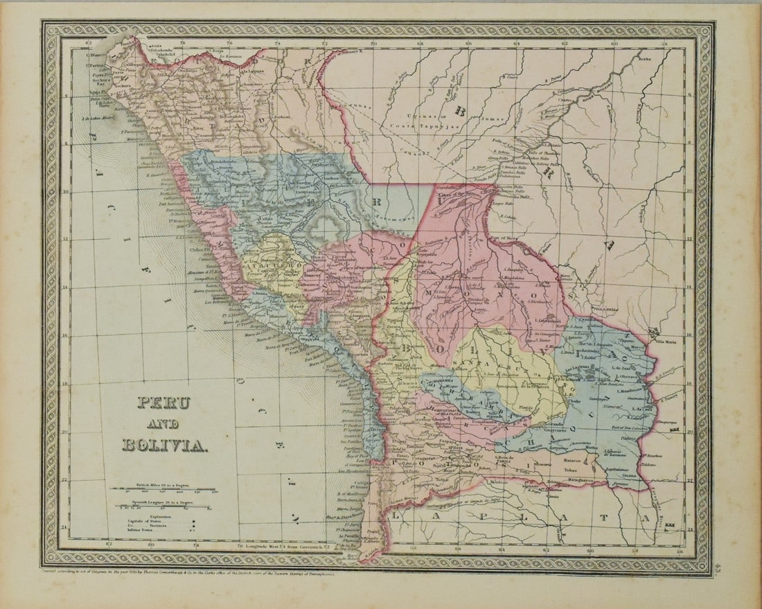 1850 Mitchell Map Of Peru And Bolivia -- Peru And Bolivia Auction