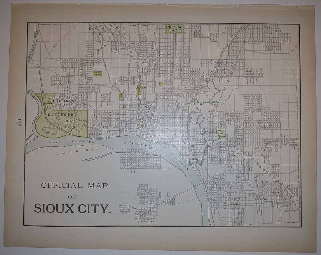 Official Map Of Sioux City. Auction