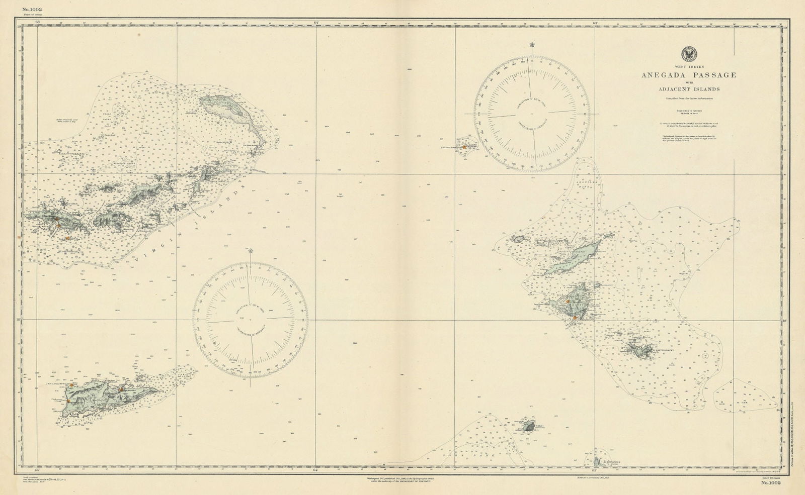 Anegada Passage Virgin Islands St Martin Anguilla Us Navy Chart 1886 ...