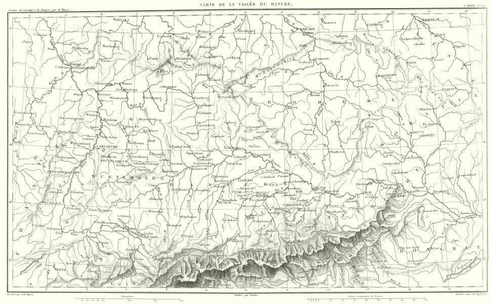 Europe. Carte De La Vallã©e Du Danube. Germany Austria Czech Republic ...