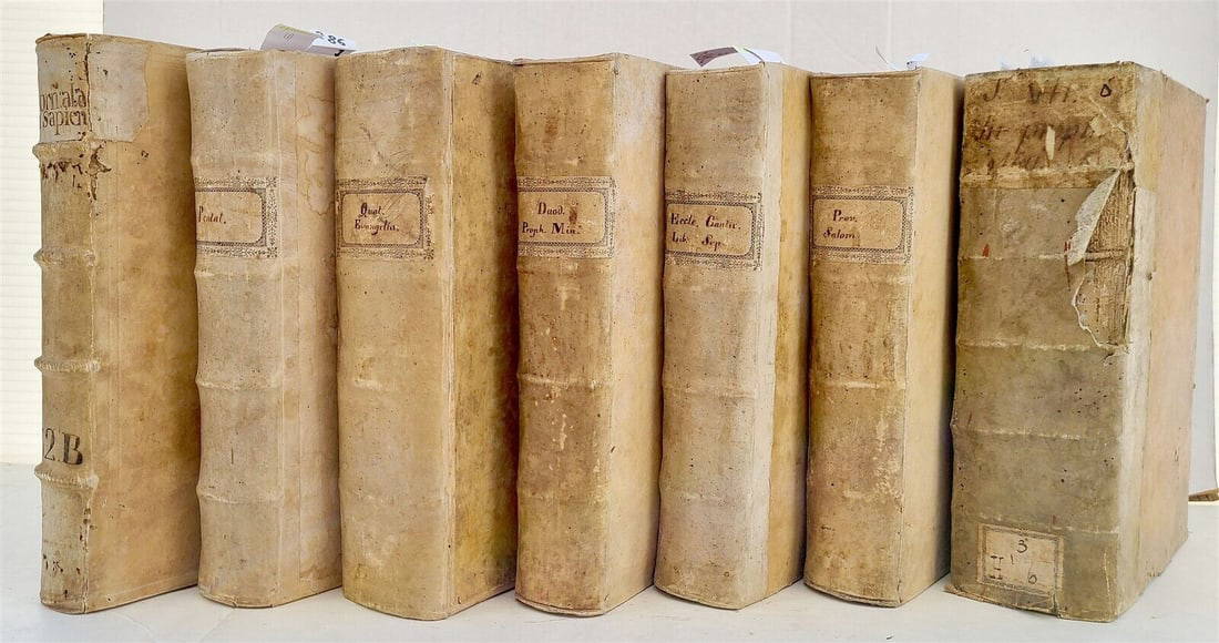 1650s-70s Vellum Bound 7 Volumes Folios Jesuit C.lapide Bible ...