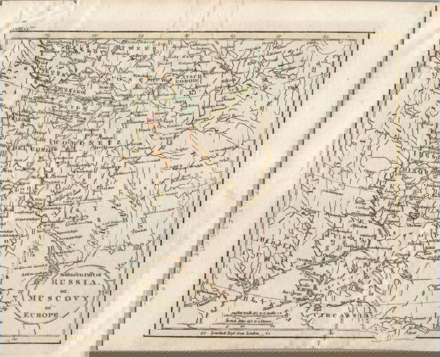 1816 Map Southern Part Of Russia Or Muscovy In Europe Copper Engraving ...