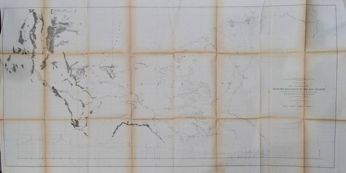 1854-6 Pope Map Of West Texas And New Mexico -- Map And Profile No. 1 ...