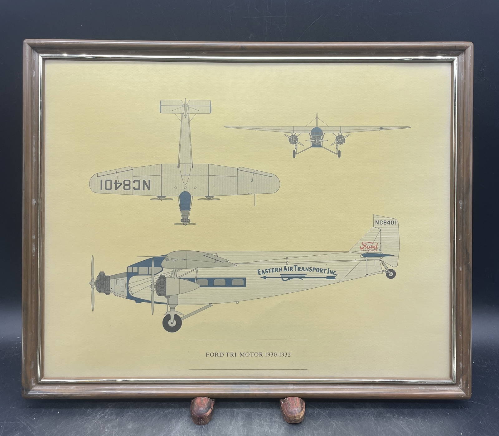 Ford Trimotor 1930-1932 History Of Eastern Airlines Aircraft Framed Auction