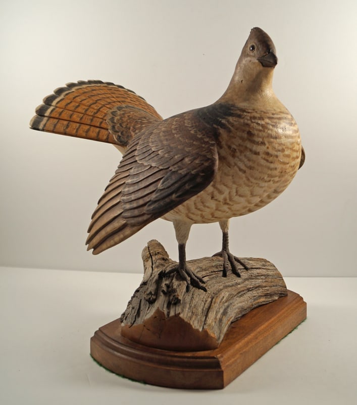 Life-size Ruffed Grouse Wood Carving By Finney Auction