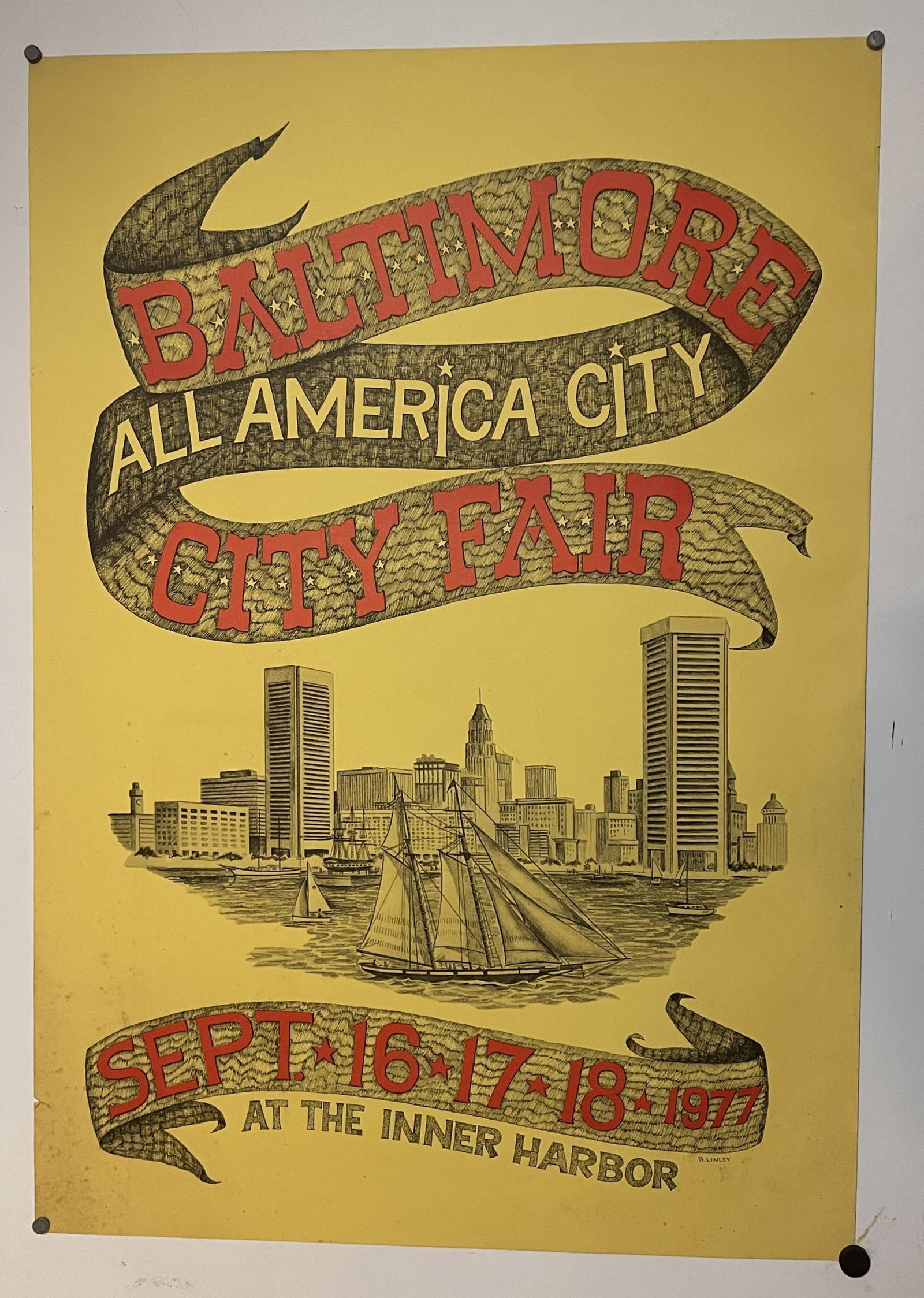 Original 1977 Baltimore City Fair Poster B Linley Auction