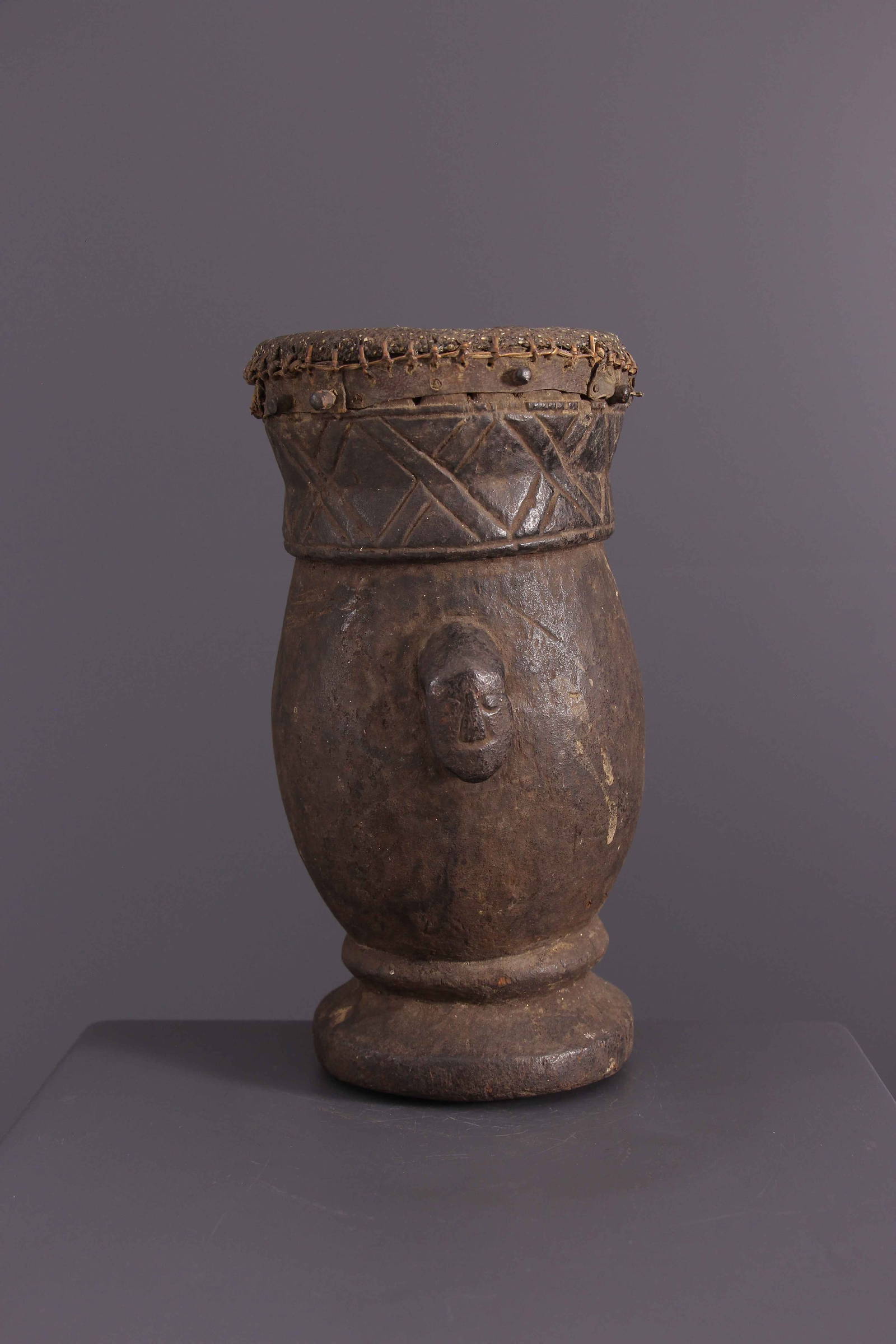 Kuba Drum - Drc Ex Zaire - African Art Tribal Art Auction