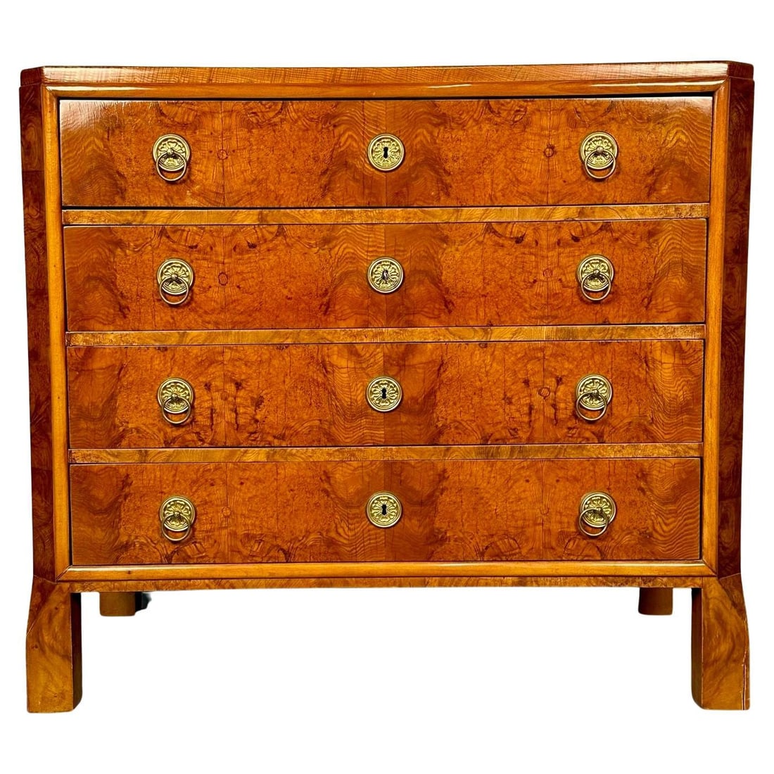 Refinished Biedermeier Four Drawer Satin Birch Chest, Dresser Or ...