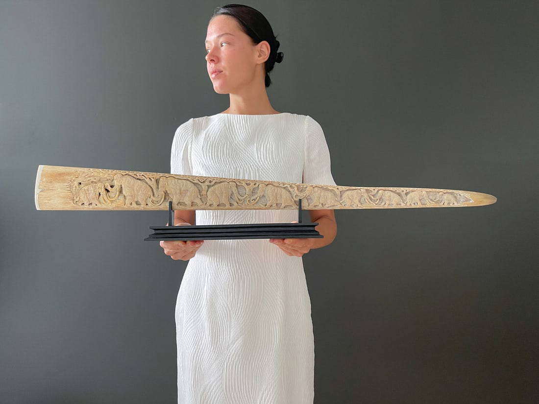 Buy Large Engraved Swordfish Rostrum - Wooly Mammoths Motif | Jasper52 ...