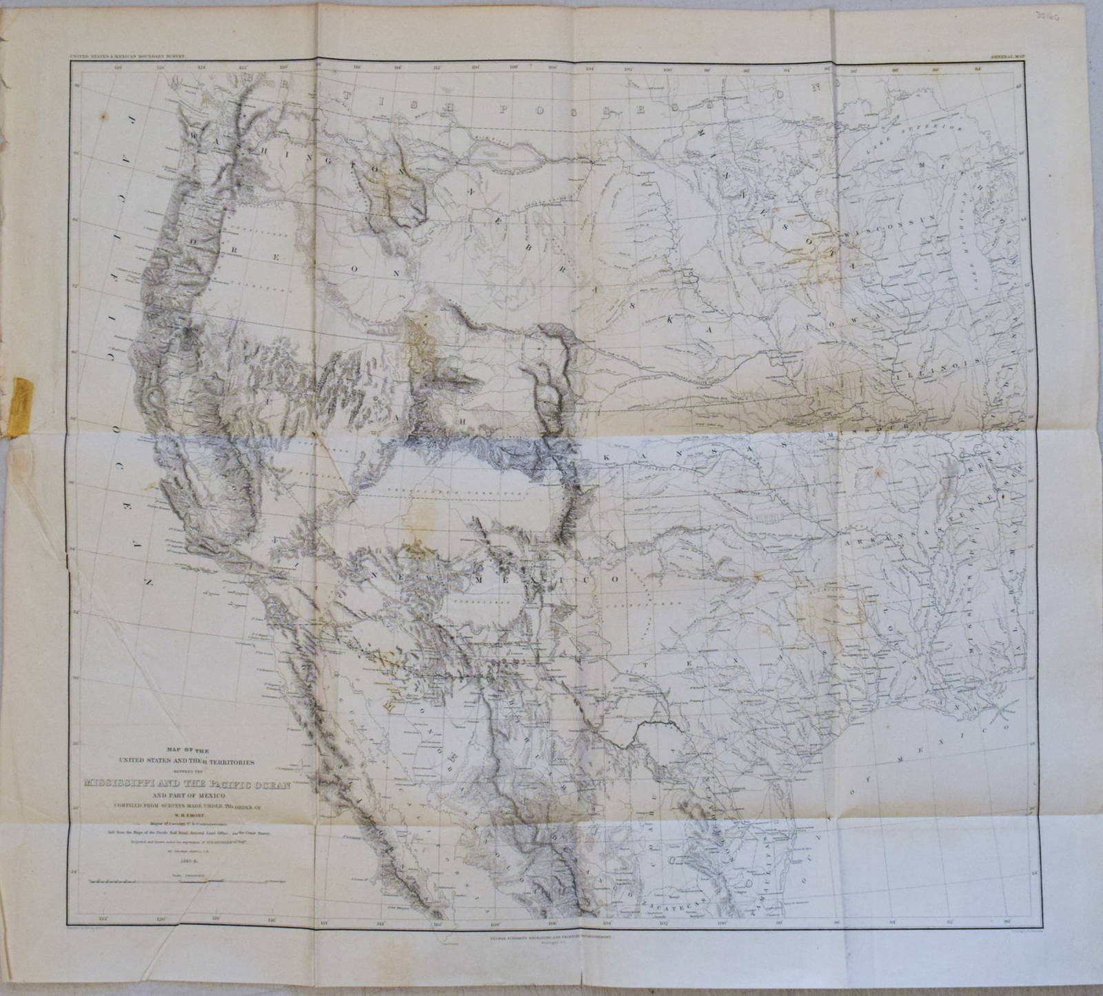 1857-58 Emory Map Of Western United States -- Map Of The United States ...