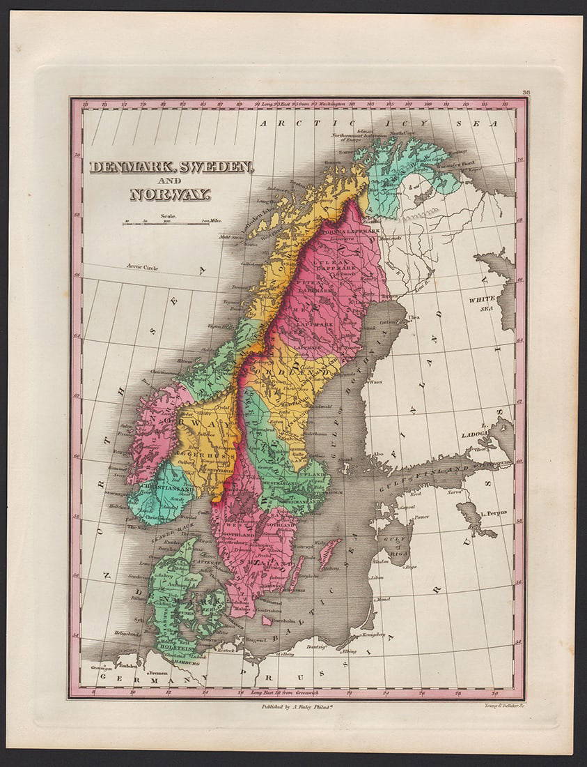 Scarce 1833 Anthony Finley Map Of Scandinavia Auction