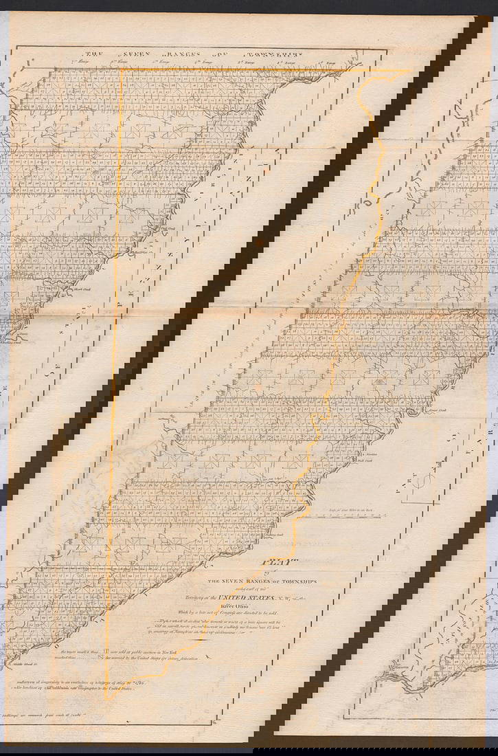 Very Scarce And Important Map Of The Seven Ranges Of Ohio, 1814 Auction