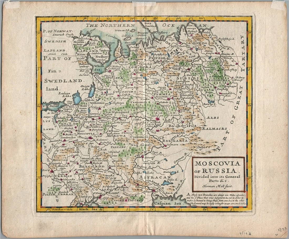 Buy 1701 Map Of Moscovia Russia English Copper Engraving Antique ...
