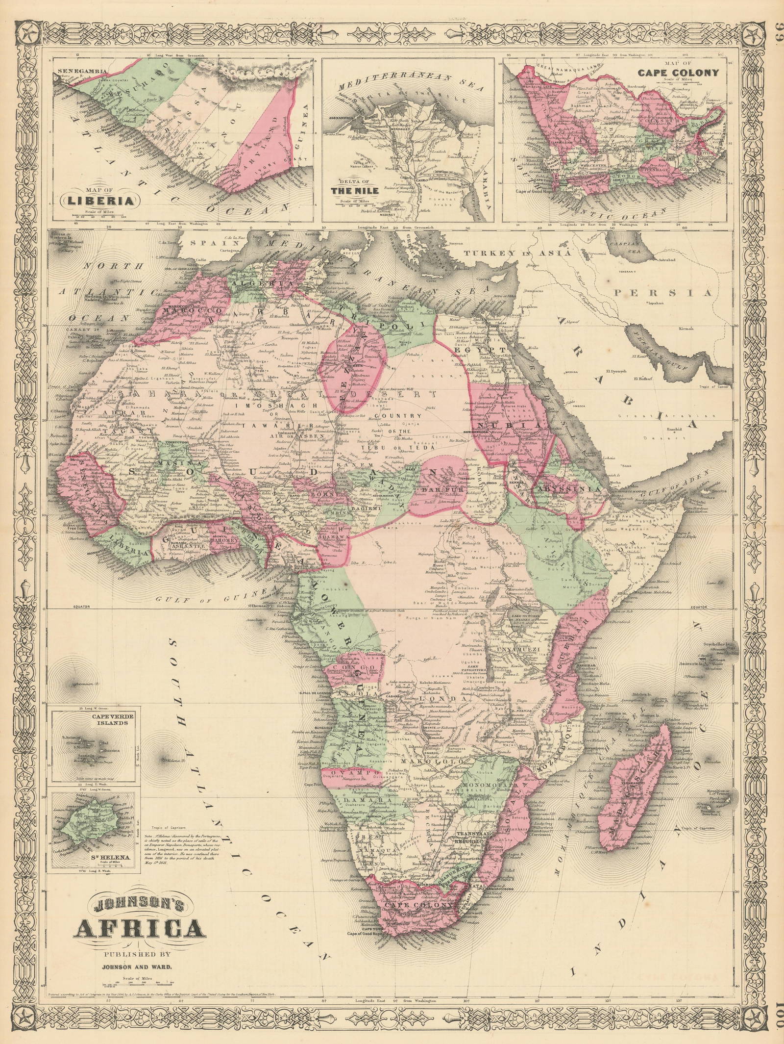Johnson's Africa. Colonies & Tribes. Liberia Nile Delta Cape Colony ...