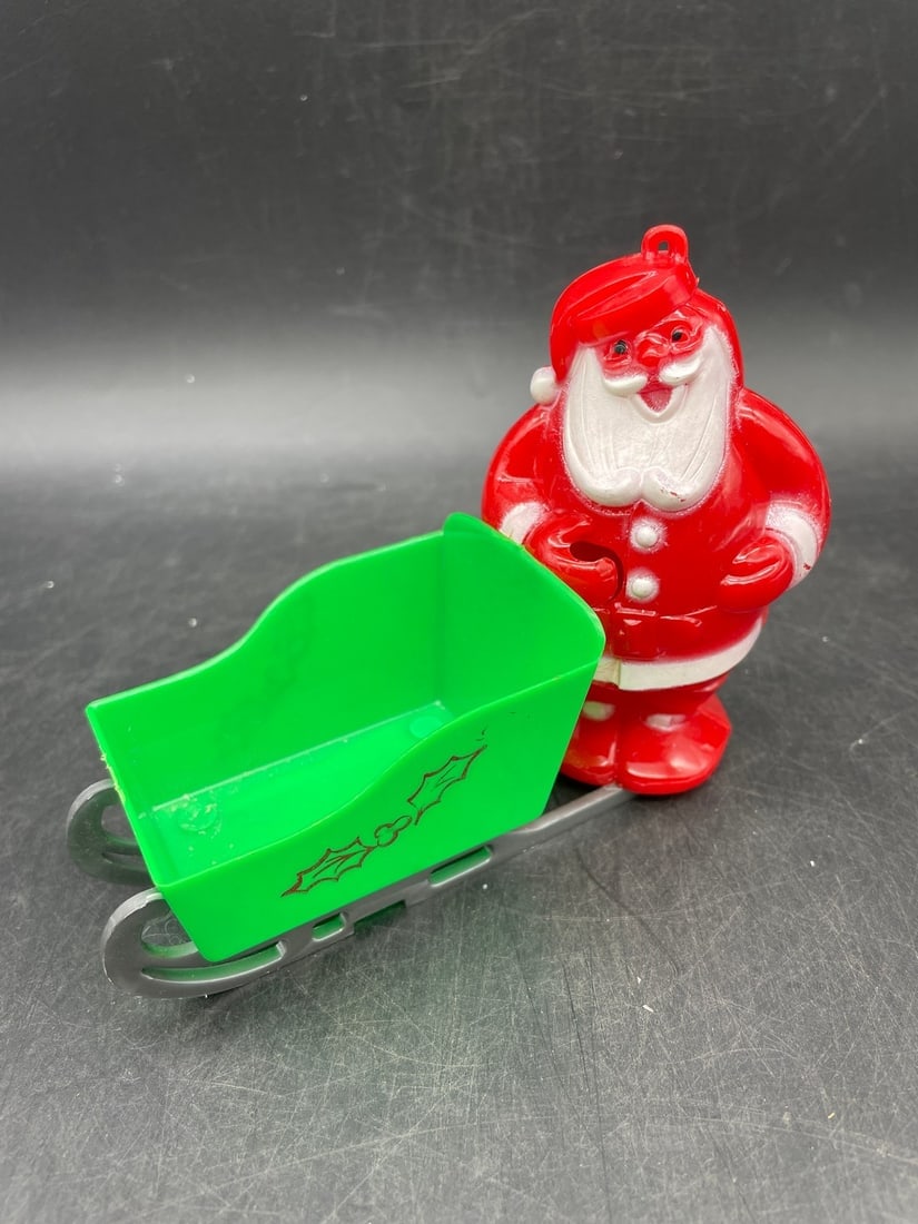 Vintage Rosen Rosbro Christmas Santa Candy Container Sleigh Auction