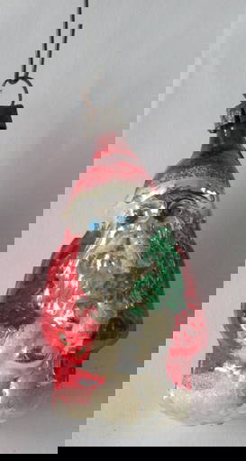 Antique Glass Santa Feather Tree Ornament.