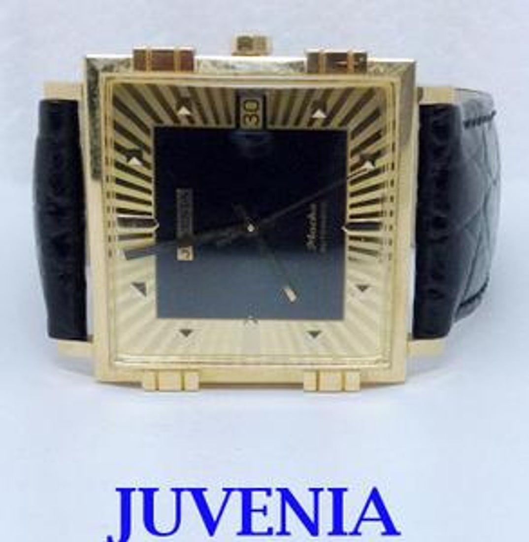 New 18k Gold Juvenia Macho Mens 25j Automatic Watch* 1 Year Store Warranty Auction