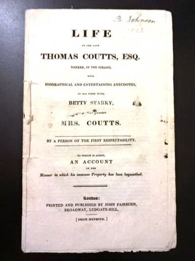 1822 Life Of The Late Thomas Coutts Banker