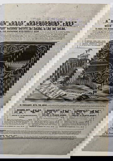 1903 Antique Advertisement Page For John M Smyth Co. Graphophone Record ...