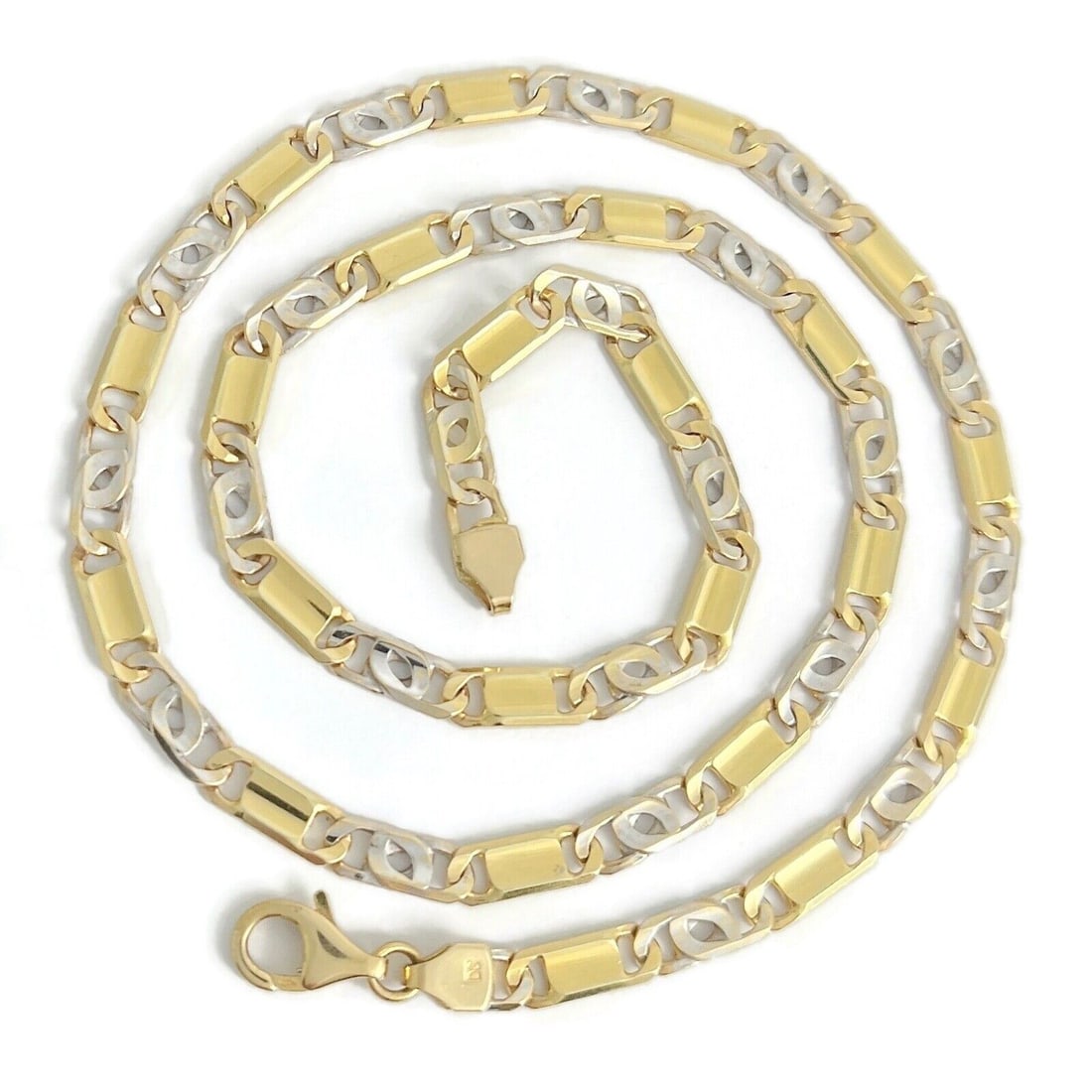 Two-tone Tiger-eye Chain Link Necklace 14k Yellow Gold, 20 Inches, 26. ...