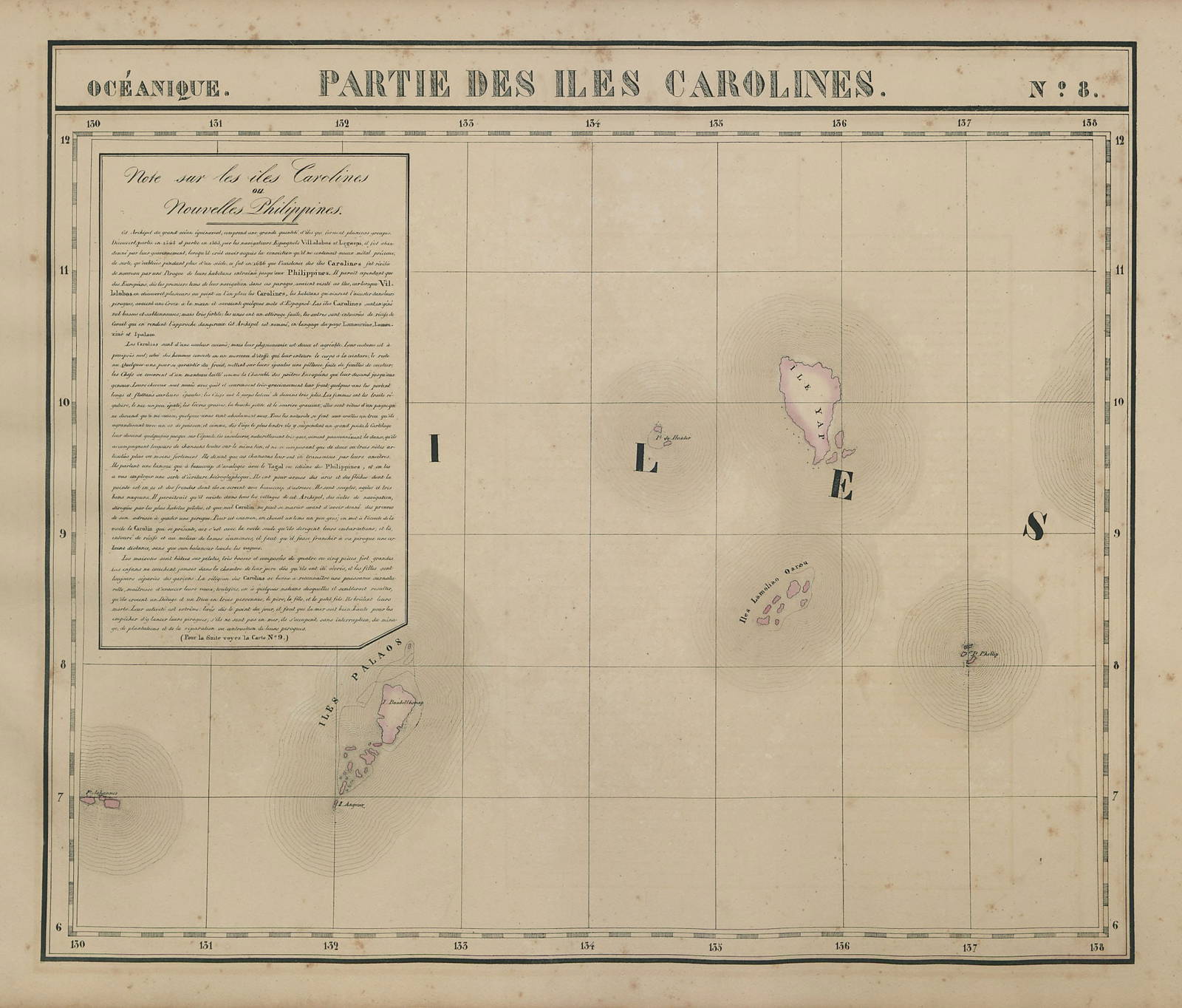 Océanique. Partie Des Iles Carolines #8. Palau Micronesia. Vandermaelen ...
