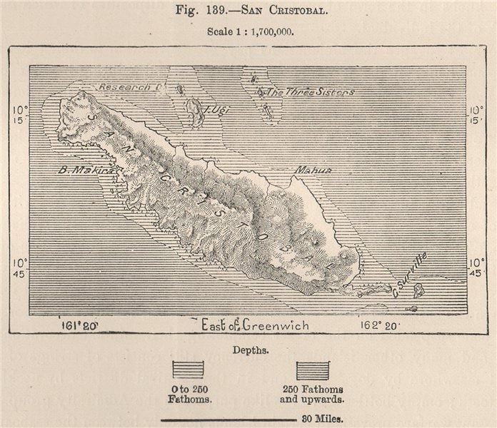 San Cristobal (makira) Island. Solomon Islands. Melanesia 1885 Old ...