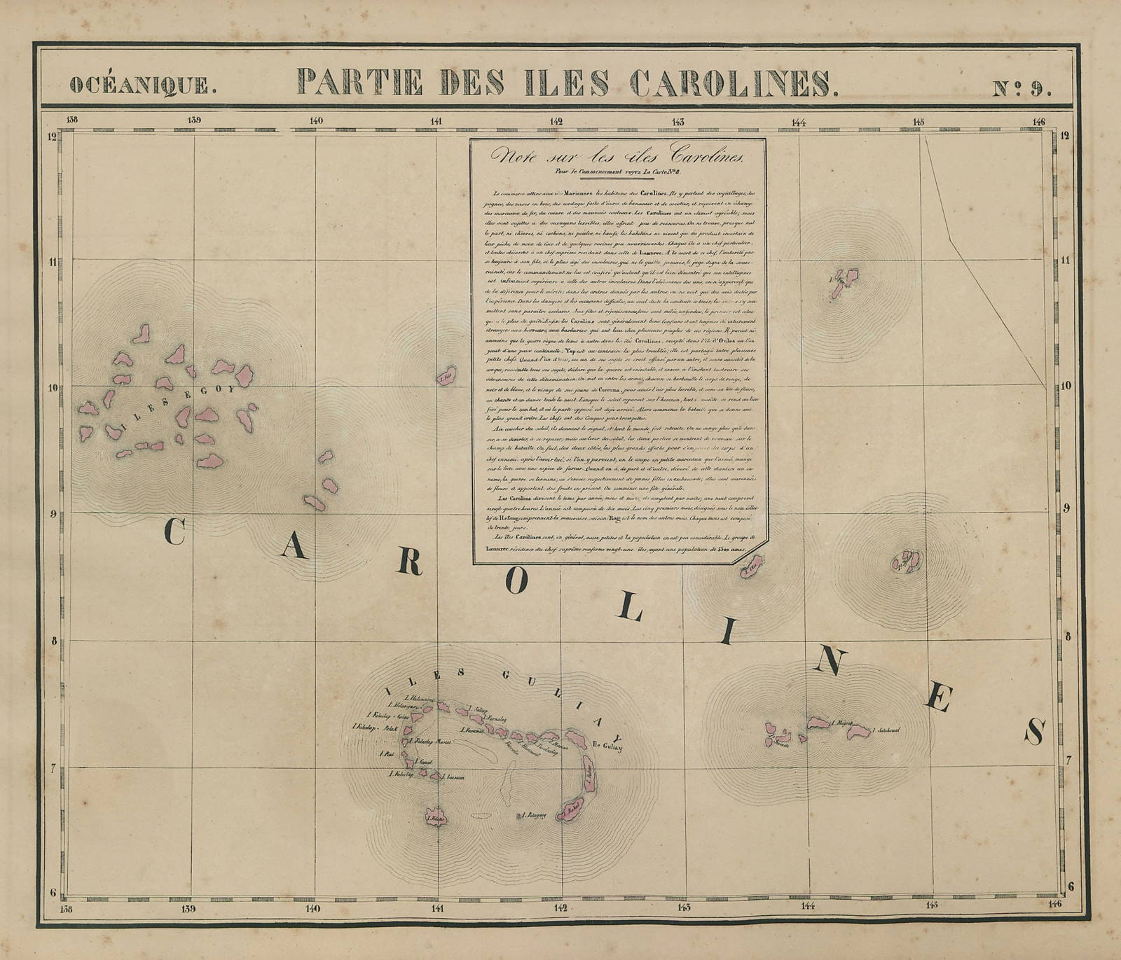 Océanique. Partie Des Iles Carolines #9. Yap Micronesia. Vandermaelen ...