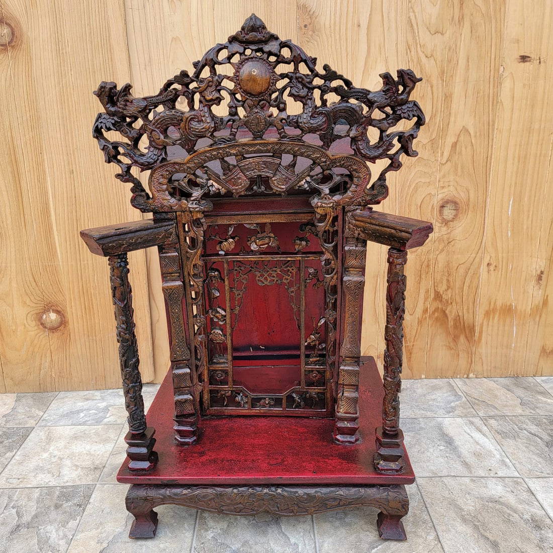 Buy Antique Authentic Chinese Carved Ornate Wood Altar Shrine ...