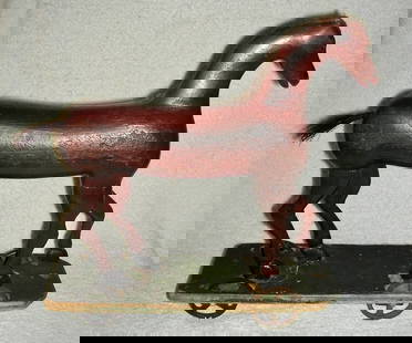 "bucking Broncho" Ride-on Toy, Early 20th C., Probably American, Carved ...