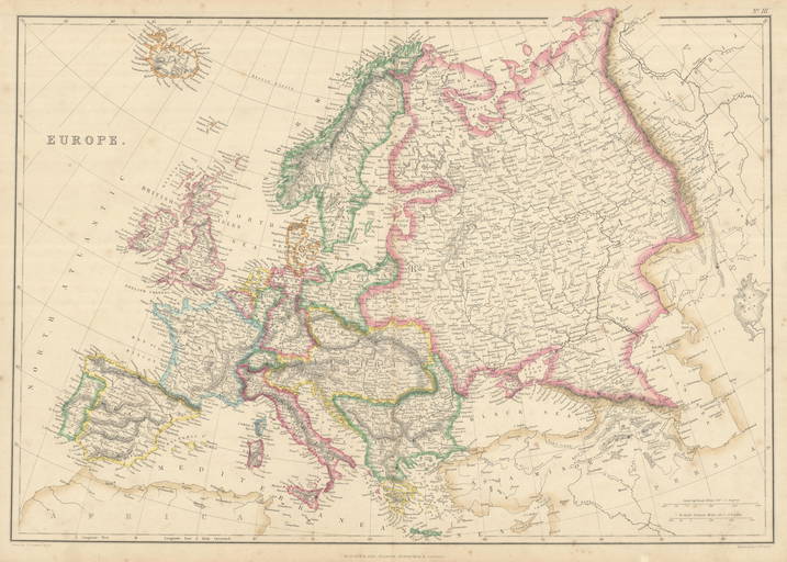 Europe By Joseph Wilson Lowry. Great Powers 1860 Old Antique Map Plan Chart