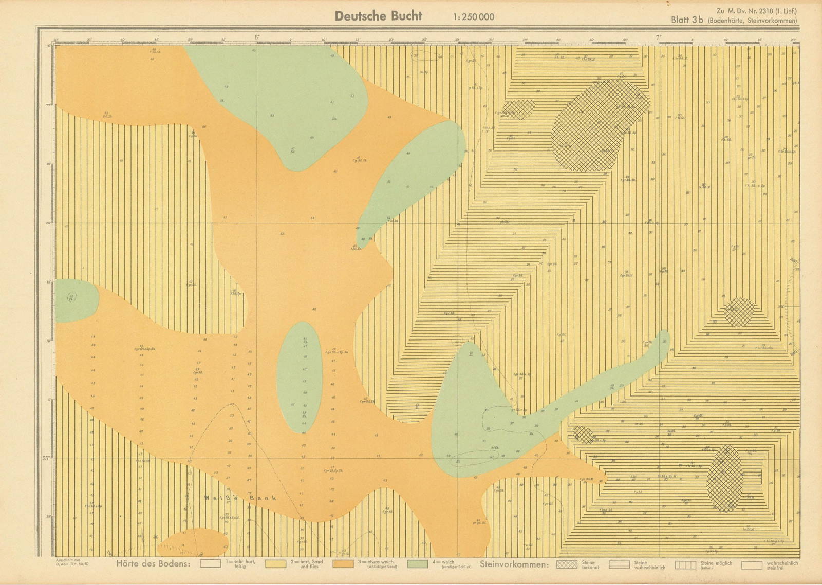 3b. German Bight North. North Sea. Kriegsmarine Nazi Map 1940 Old ...