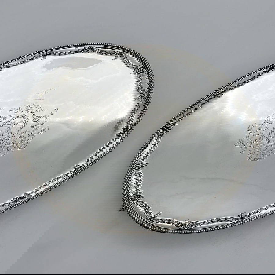 18th Century Antique George Iii Oval Silver Salver London 1776 Richard ...