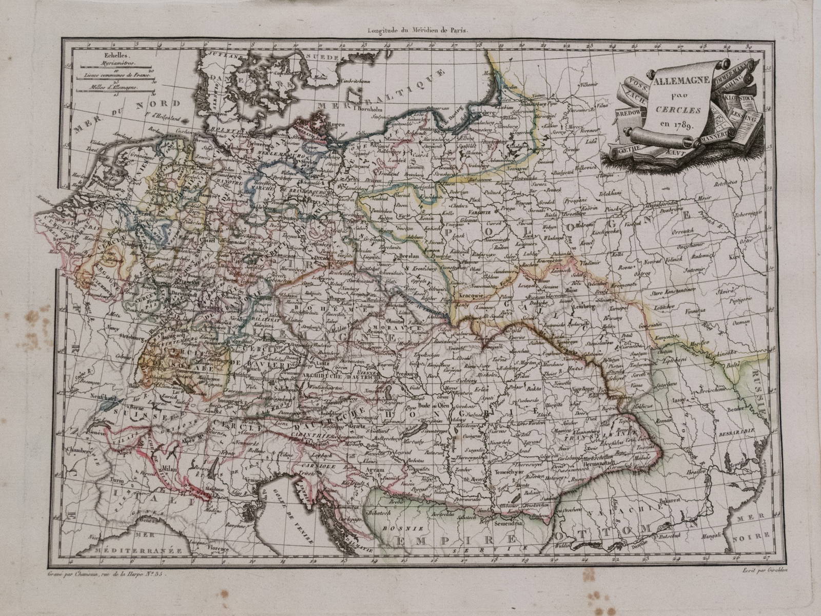 1812 Malte-brun Map Of Germany And Hungary -- Allemage Pav Cercles En ...