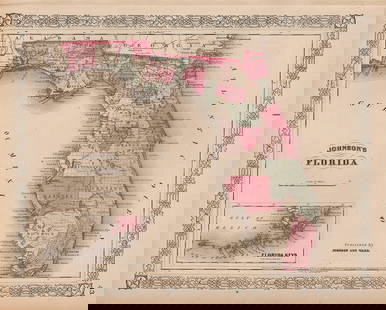 Johnson’s New Map Of The State Of Texas, Johnson & Ward, 1865 Auction