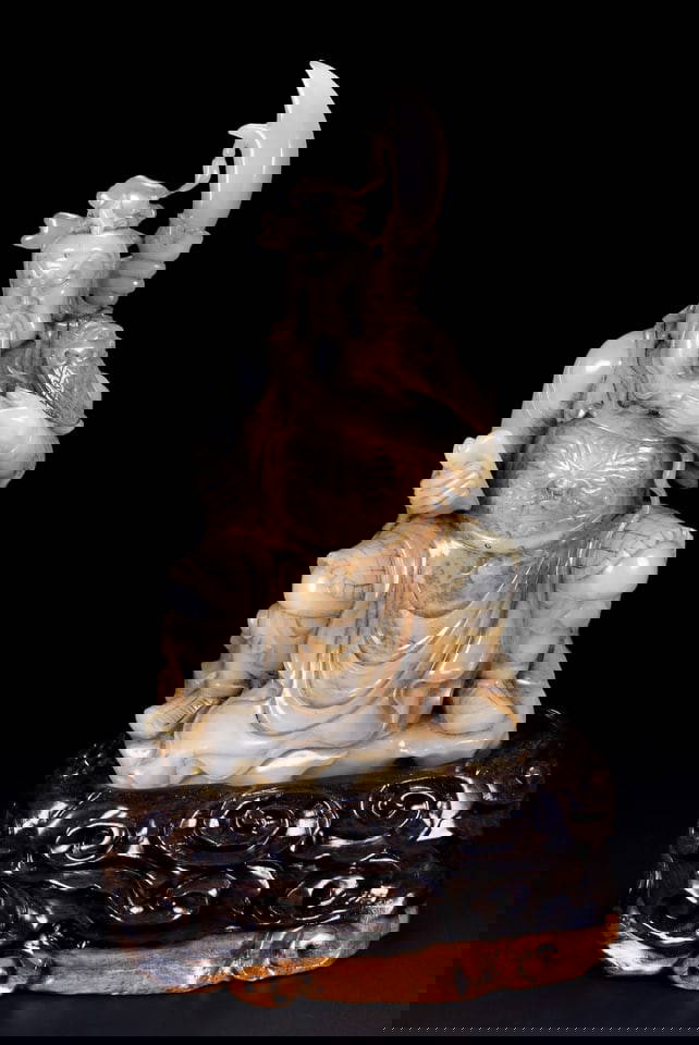 Chinese Hetian Jade General Guangong Statue Auction