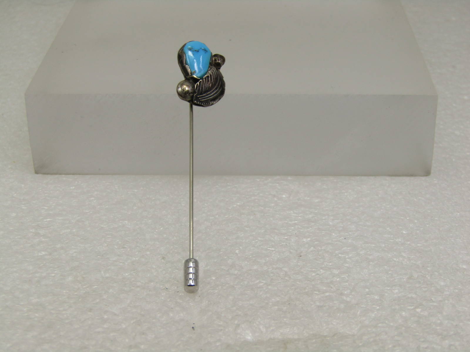 Vintage Sterling Southwestern Turquoise Stick Pin, 2.75", Safety Cap ...