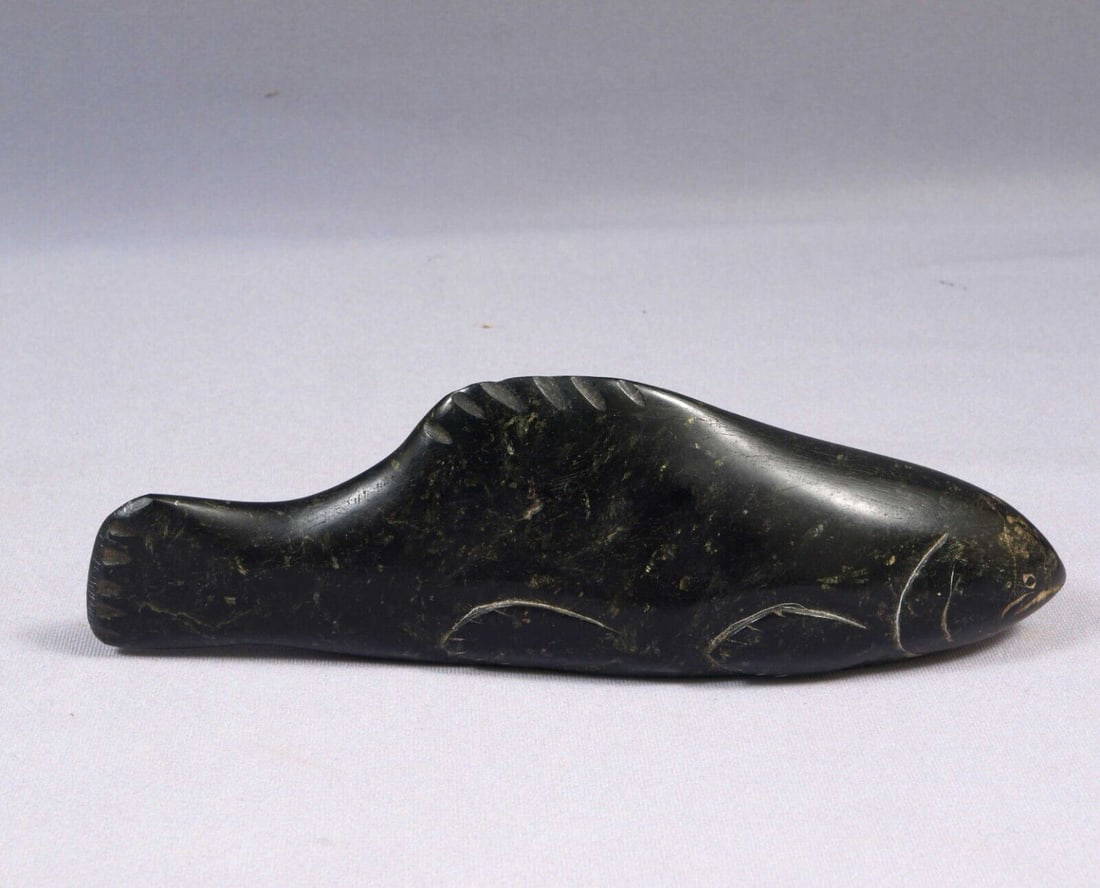 Inuit Native American Canada Figurine Fish Soapstone Stone Signed ...