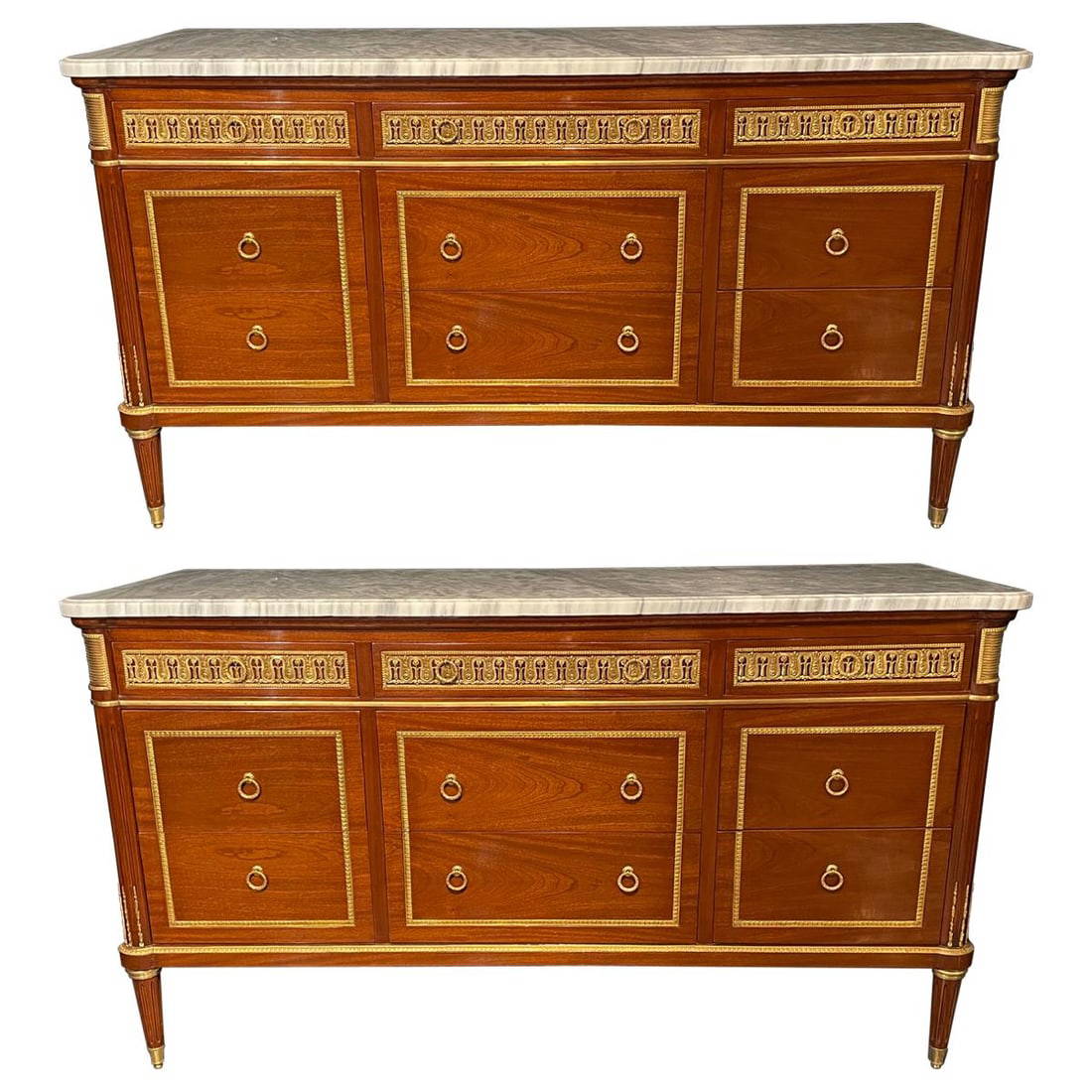 Pair Of Monumental French Commodes In The Manner Of Maison Jansen Auction