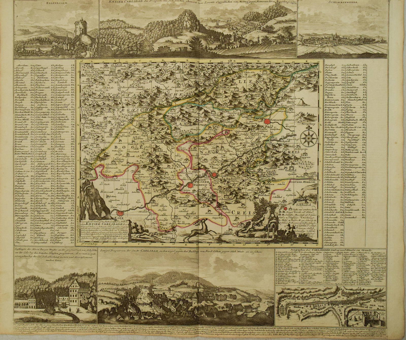 1715 Schenk Map Of Western Czechia Around Karlovy Vary ...