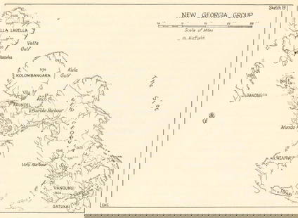 Guadalcanal Campaign 1942/3. World War 2. Pacific. Solomon Islands 1961 Map Auction